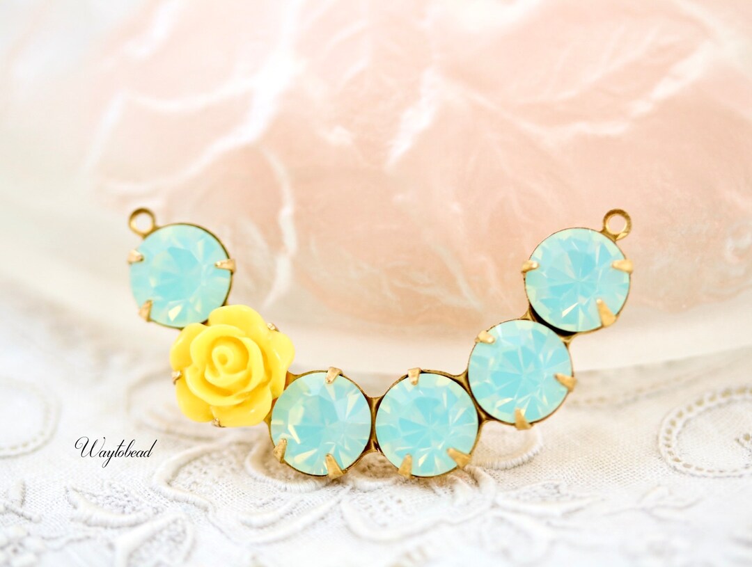 Chrysolite Opal & Yellow Rose Crescent Preciosa Crystal Rhinestones ...
