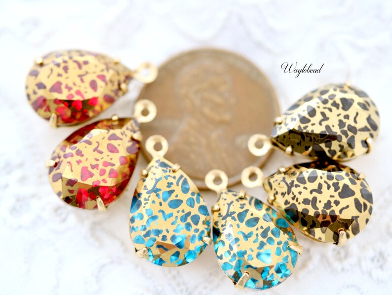 Jet Black Gold Patina Speckle Mottled Coating 14x10mm Pear - Etsy