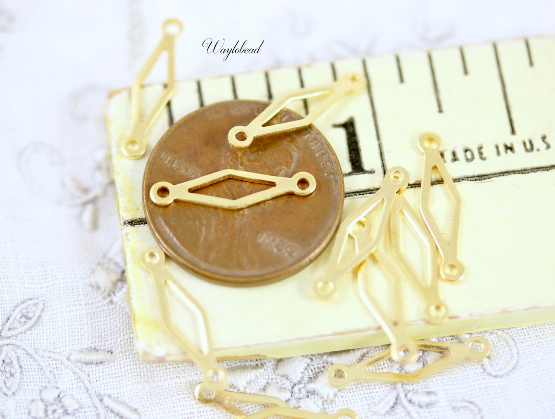 Petite Hollow Diamond Shape Matte Gold Plated 4x15mm 2-hole - Etsy