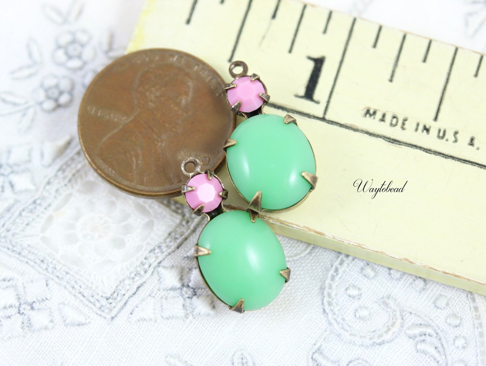 Vintage Oval Glass Gem Charms Austrian Rhinestone Set Stones - Etsy