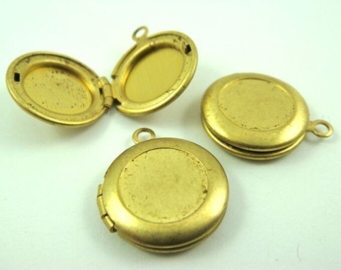 6 Vintage Tiny Blank Brass Locket With Indentation for Cabochon - 12mm ...