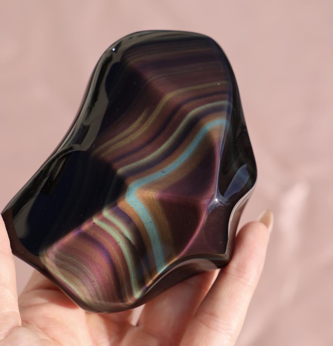 Highest Grade Rainbow Obsidian Free Form, Rare Polished Obsidian, Top ...