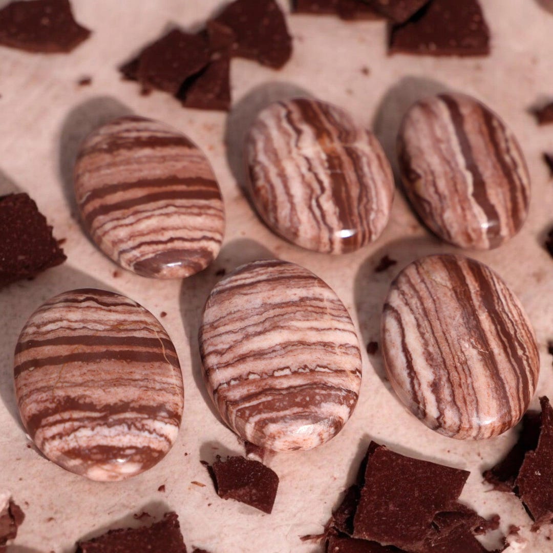 Chocolate Jasper Palm Stone, Striped Chocolate Jasper, Exotic Stone ...