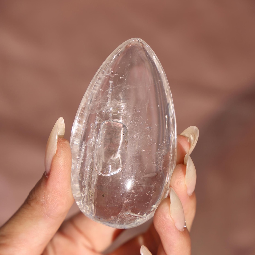Rare Enhydro Quartz Palm Stone With Big Moving Water Bubble - Enhydro ...