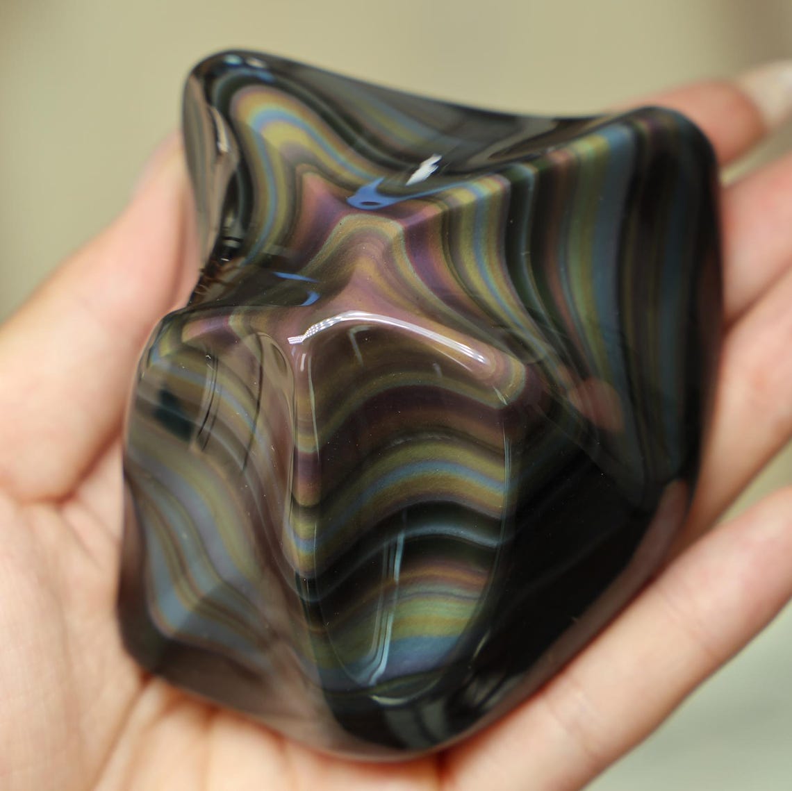 Highest Grade Rainbow Obsidian Free Form, Rare Polished Obsidian, Top ...