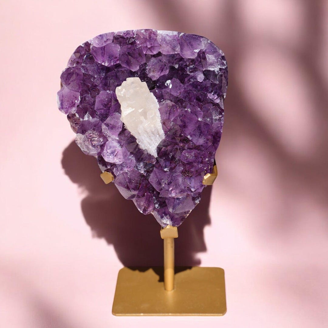 Large High Quality Amethyst With Sugar Calcite With Stand - Amethyst ...