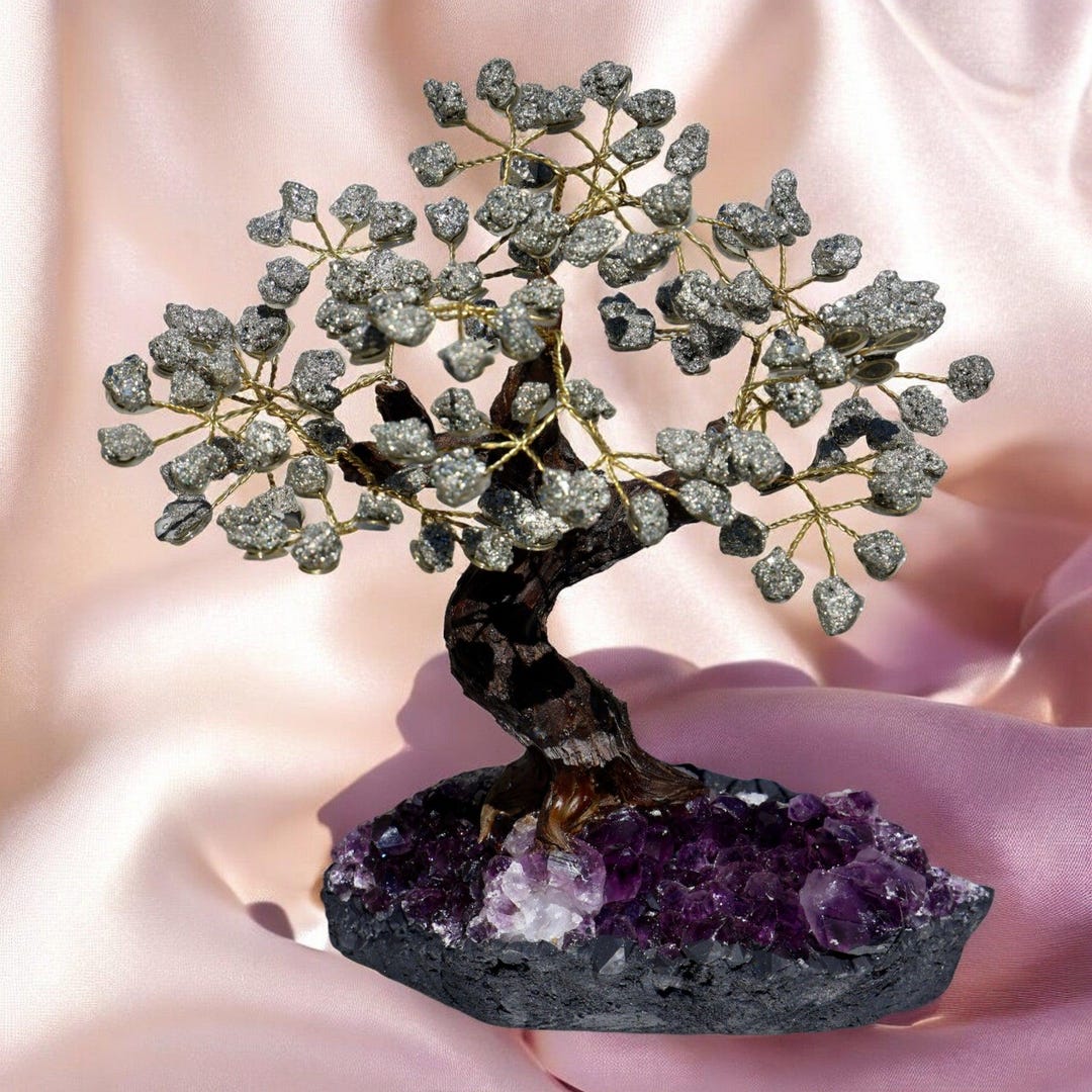 Large Pyrite Tree With Amethyst Base - Crystal Decoration - Crystal for ...