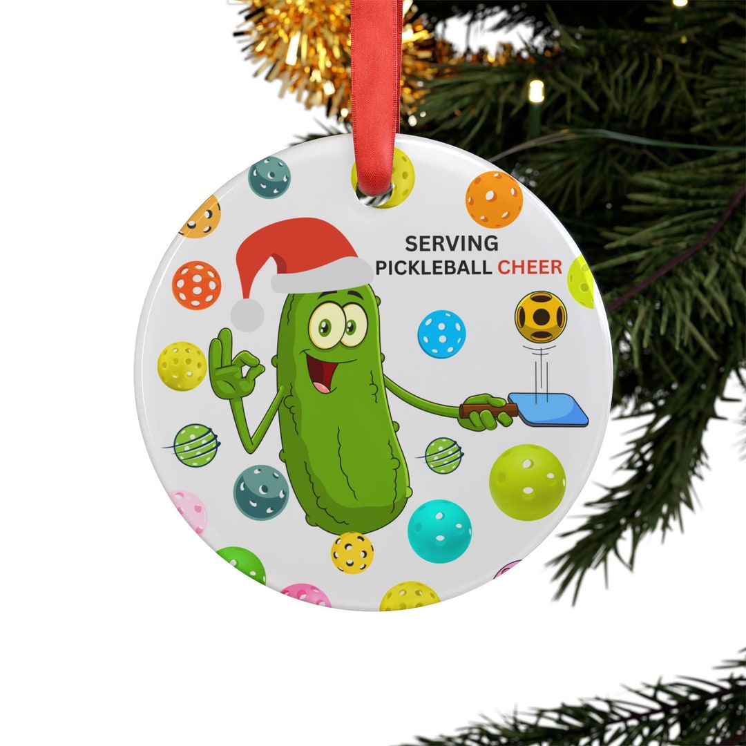 Pickle Serving Pickleball Cheer Ornament With Bright Red Ribbon - Etsy
