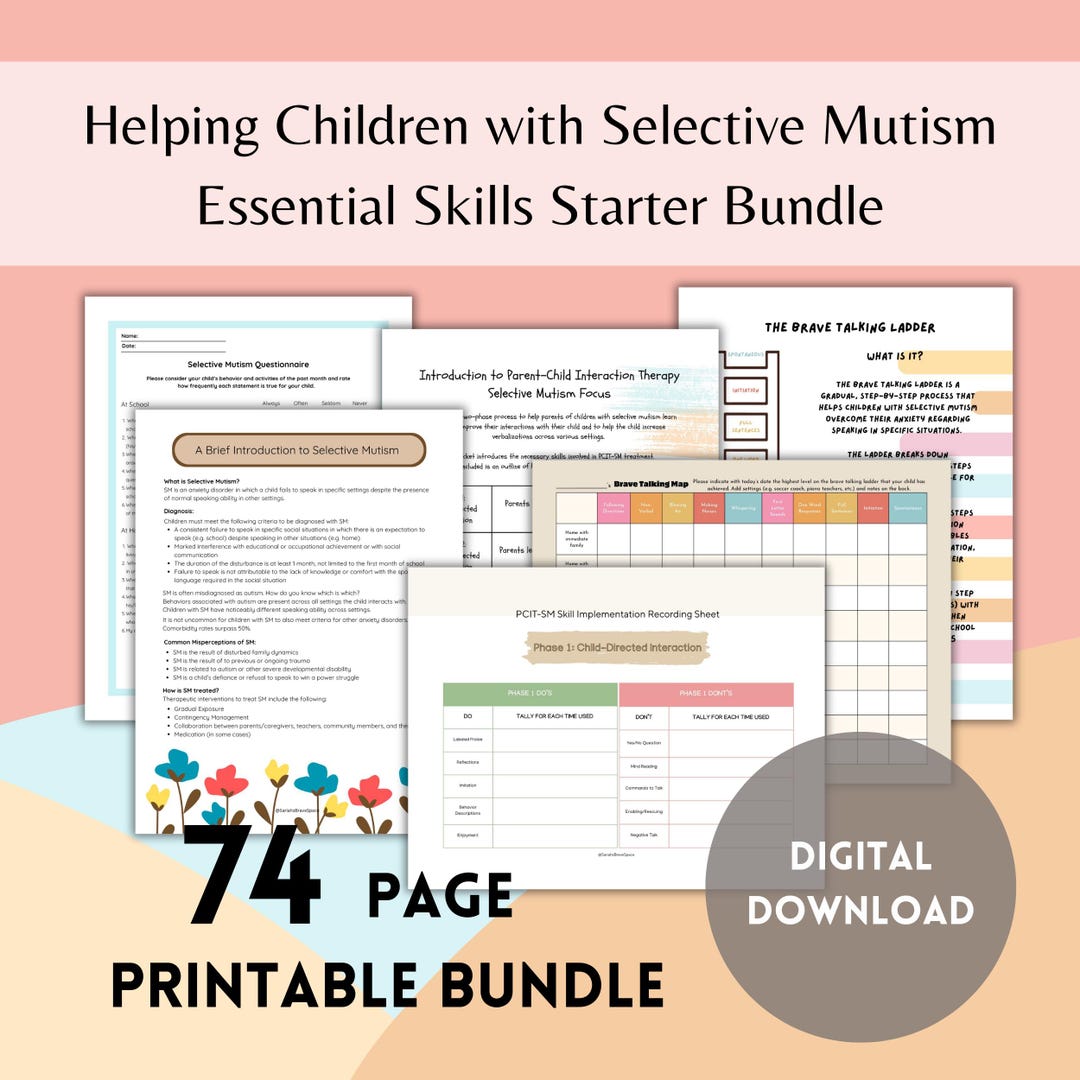 Selective Mutism Therapy Worksheets: PCIT-SM Skills, Talking Ladder ...
