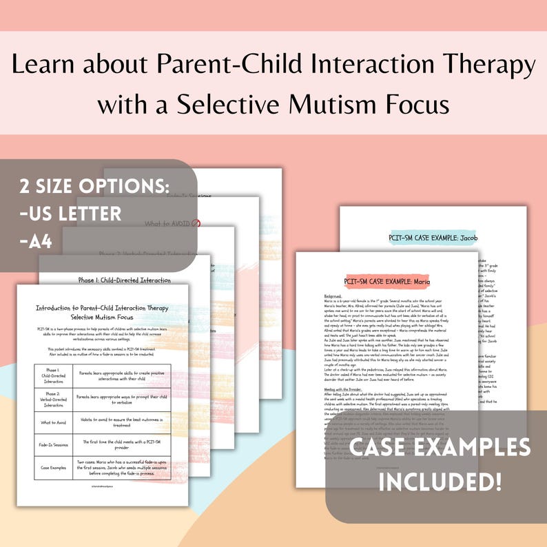 Selective Mutism Therapy Worksheets Bundle: PCIT-SM Skills, Talking ...