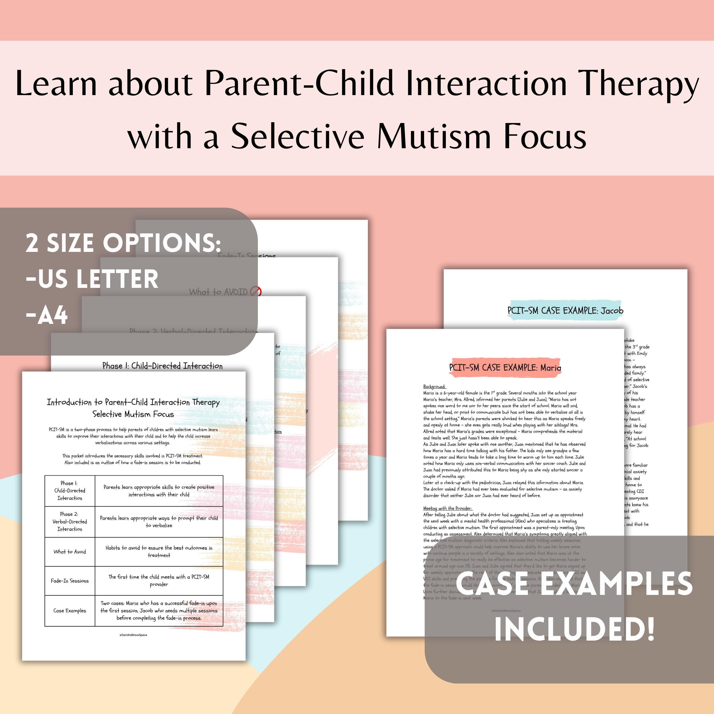 Selective Mutism Therapy Worksheets Bundle: PCIT-SM Skills, Talking ...