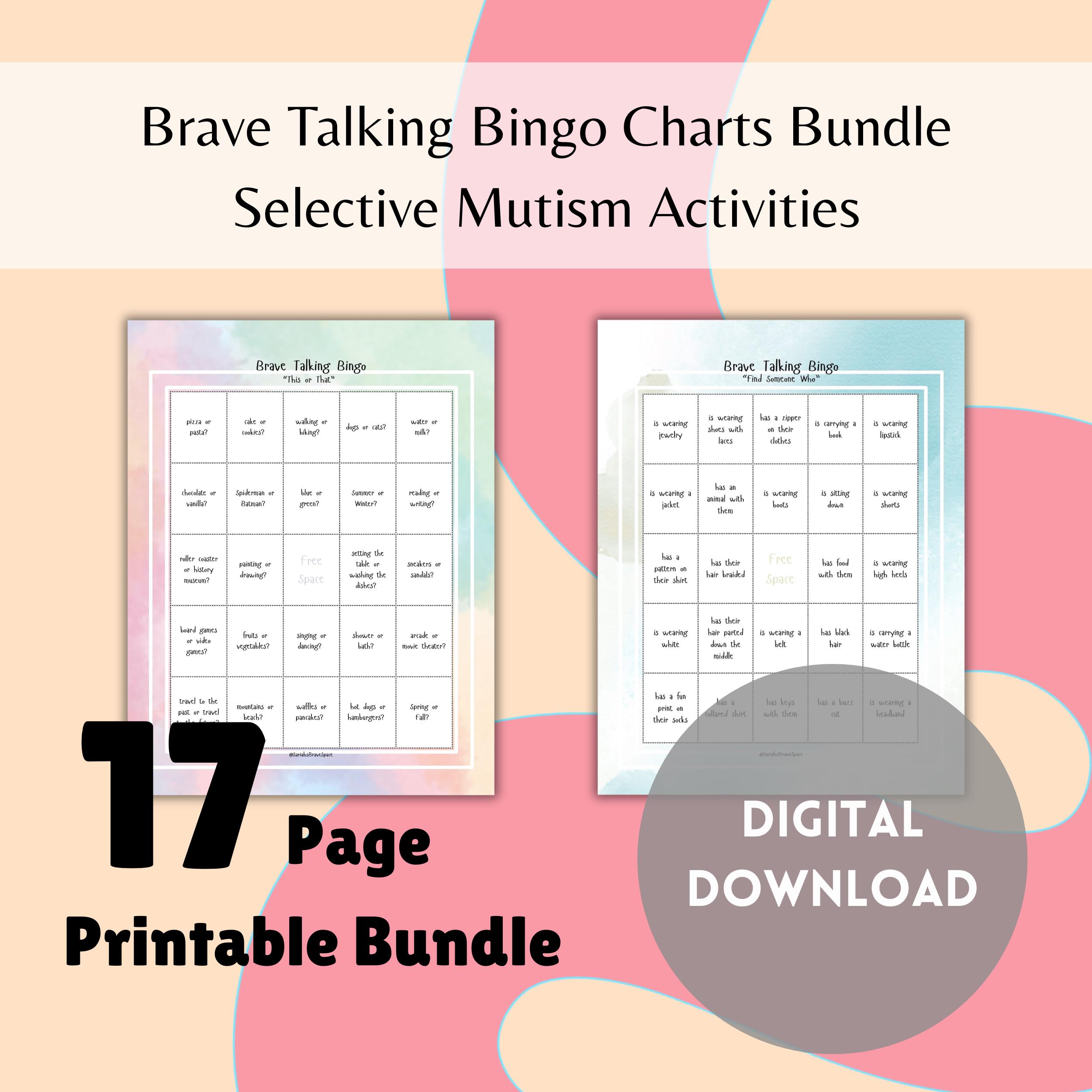 Brave Talking Bingo: Selective Mutism Therapy Activity (PDF Download ...