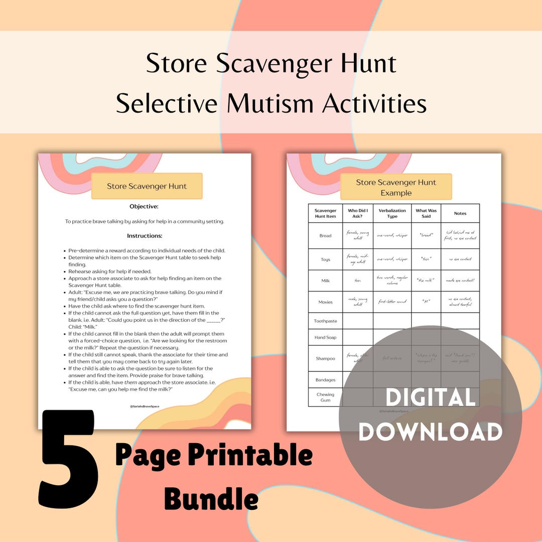 Selective Mutism Therapy: Store Scavenger Hunt Activity (digital ...