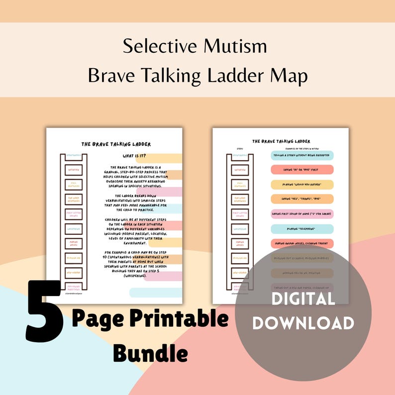 Selective Mutism Talking Ladder Worksheet: Brave Voice Mapping (digital ...