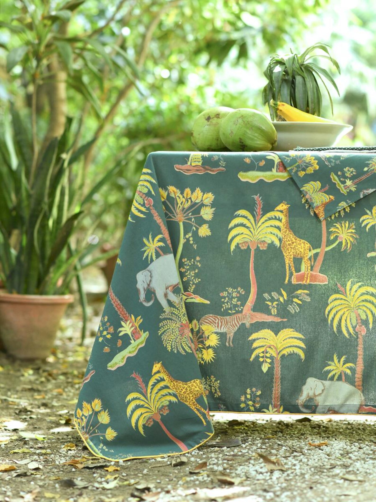 Safari Topiary Tablecloth: Jungle Animal Print, Ethically Sourced ...