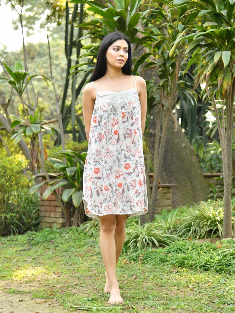 Floral Cotton Nightgown: Sleeveless Lace Trim Sleepwear - Etsy