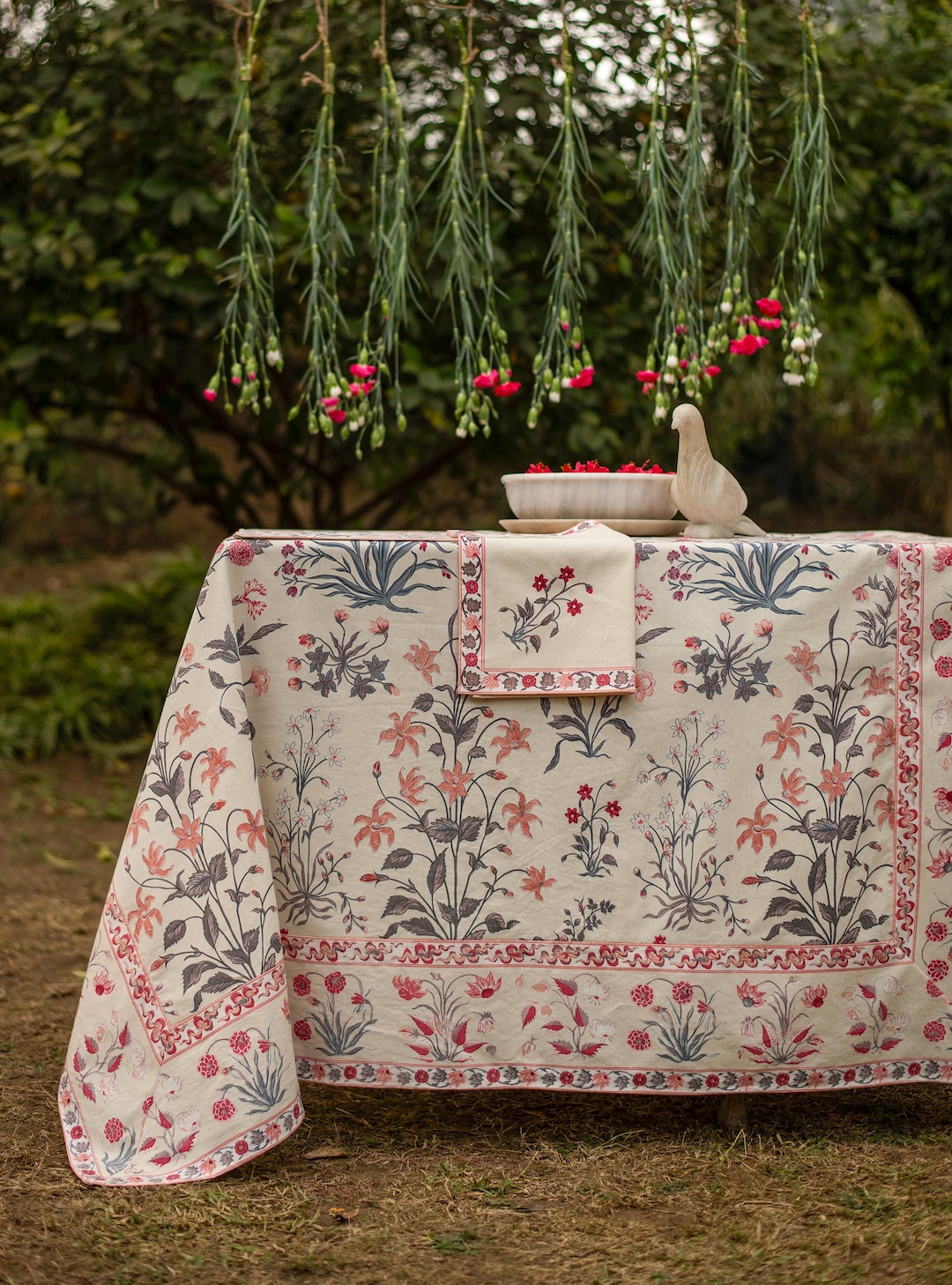 Floral Print Tablecloth: Handcrafted Cotton Dining Decor - Etsy