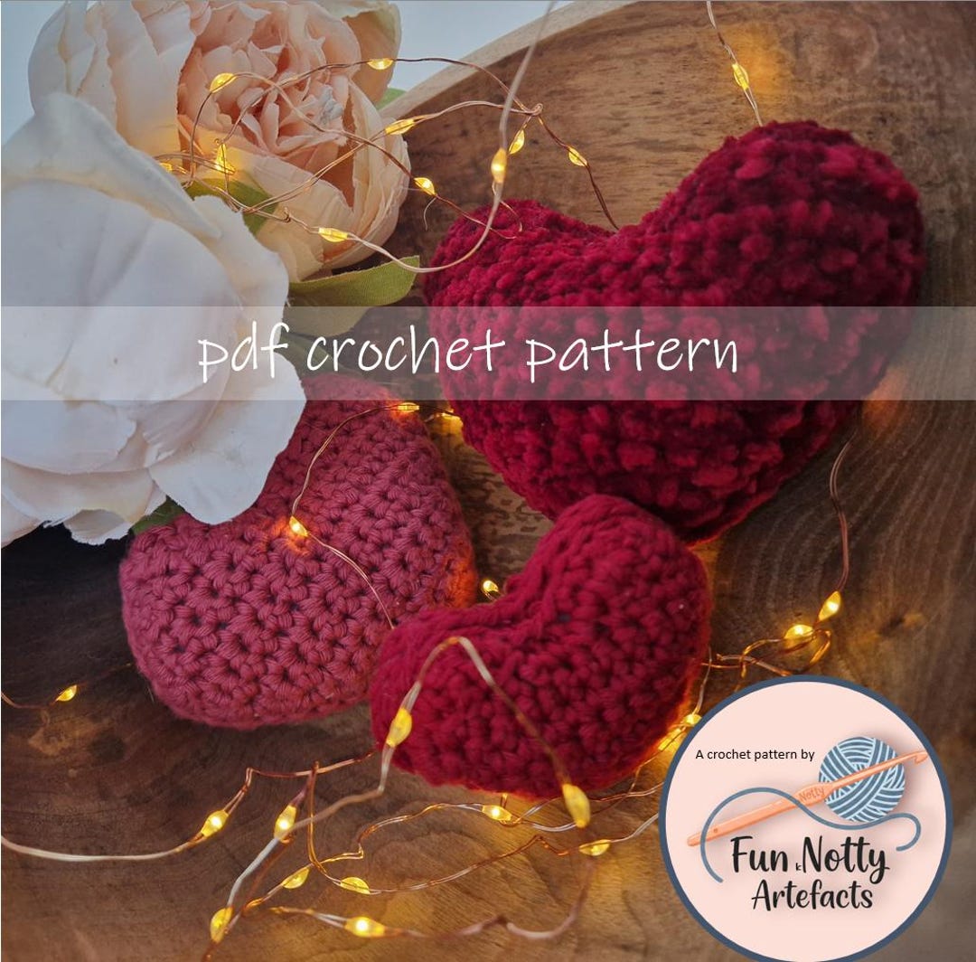 Crochet Valentine Heart Pattern: Squishy Cotton & Velvet Hearts (PDF ...