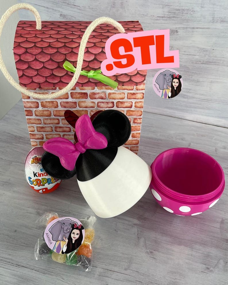 Minnie Easter Egg - STL File for 3d Printing - Candy Container, Kinder ...