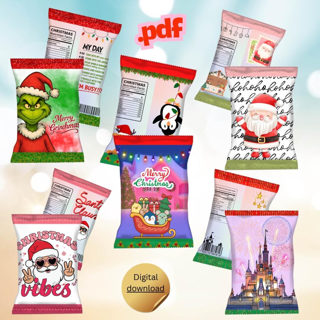 Christmas Chip Bags Bundle | Printable Candy Bags | Holiday Party ...