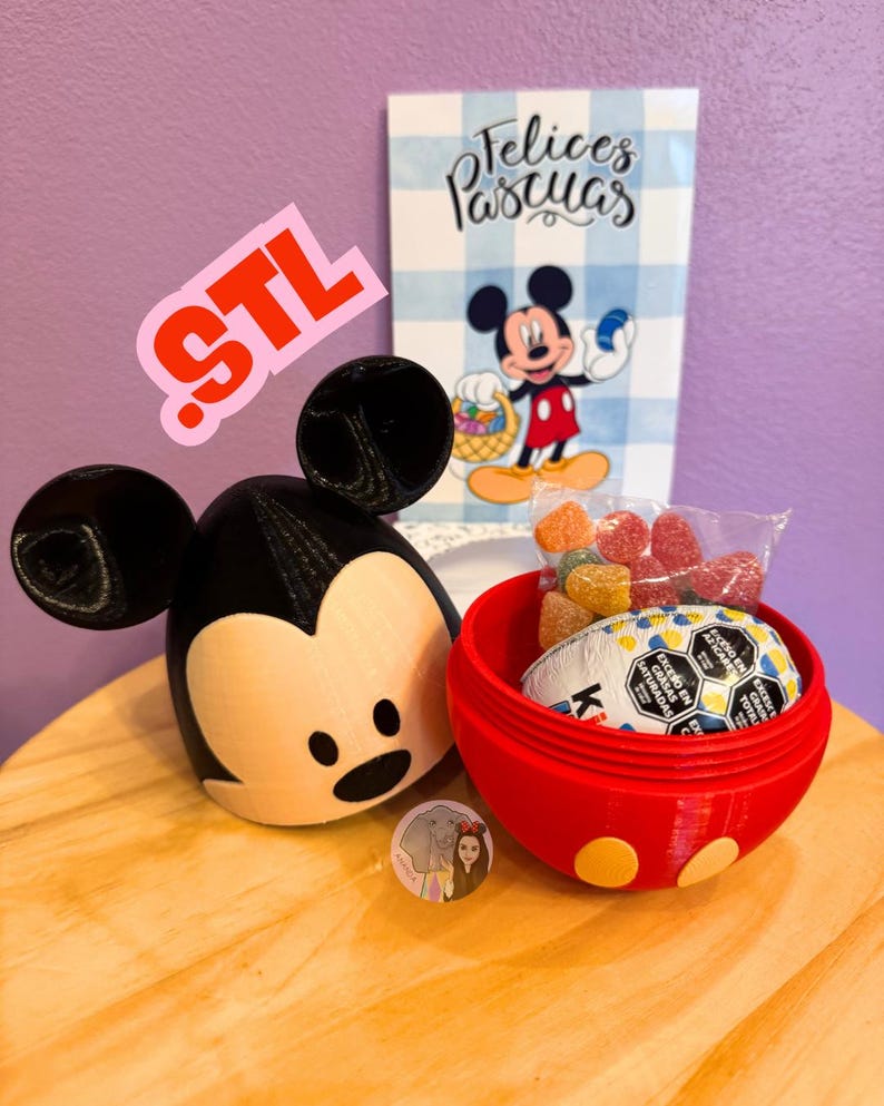 Mickey Easter Egg - STL File for 3d Printing - Candy Container, Kinder ...