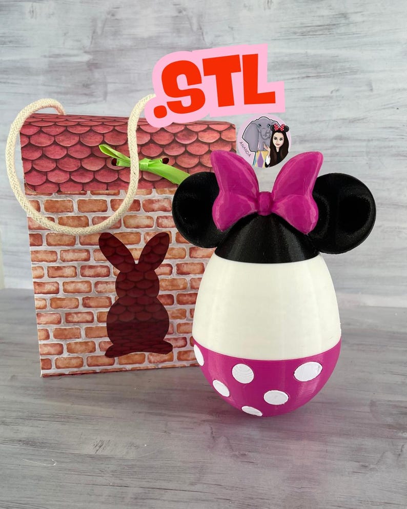 Minnie Easter Egg - STL File for 3d Printing - Candy Container, Kinder ...