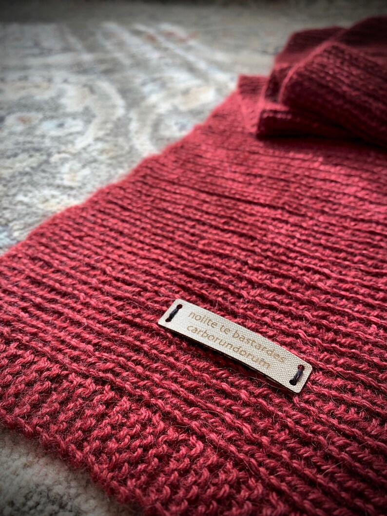 Handmaid's Tale Inspired Red Wool Scarf with Latin Tag | Etsy