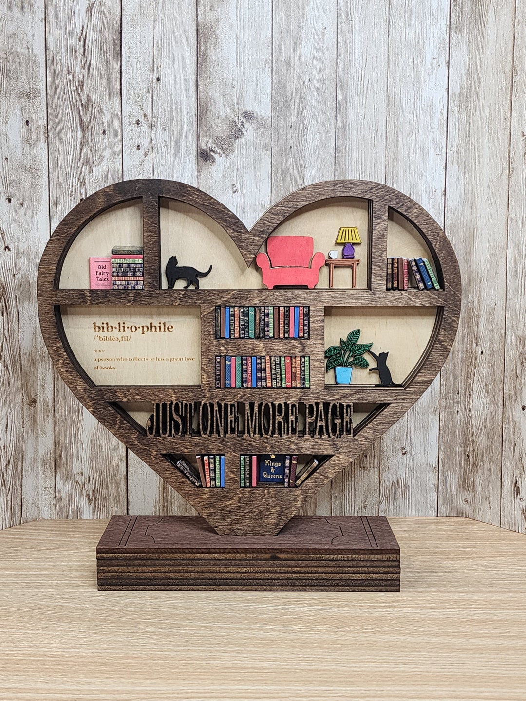 Shelf Decor Heart Bookcase With Cat or Dog - Etsy