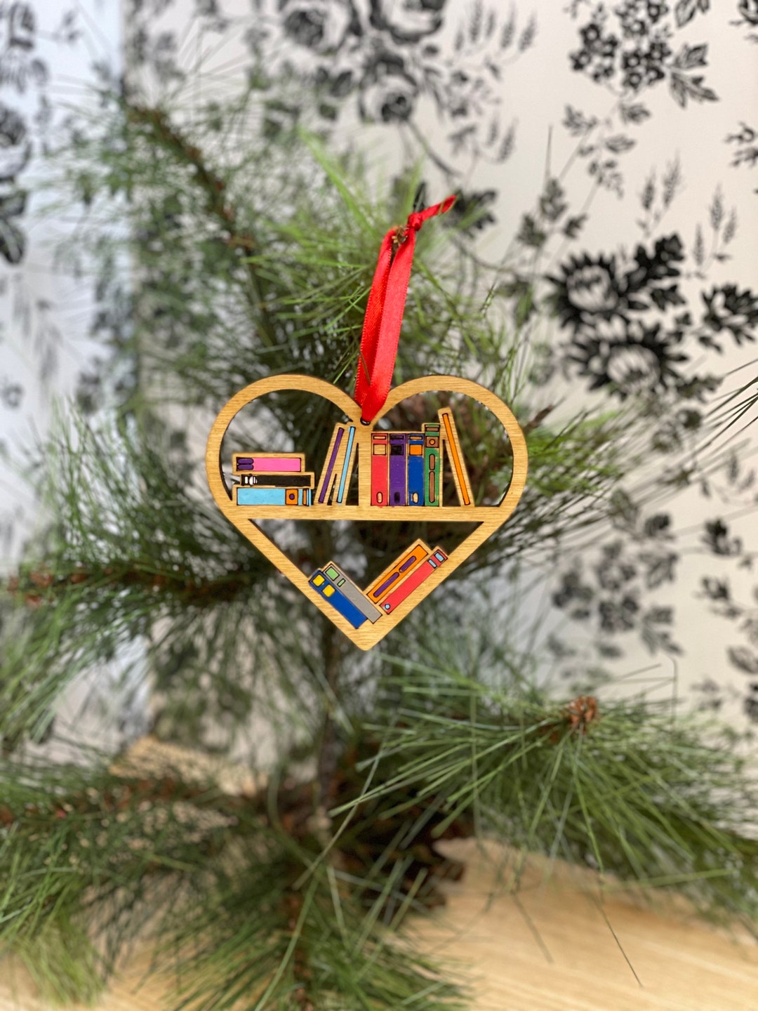 Heart Bookcase Ornament - Etsy