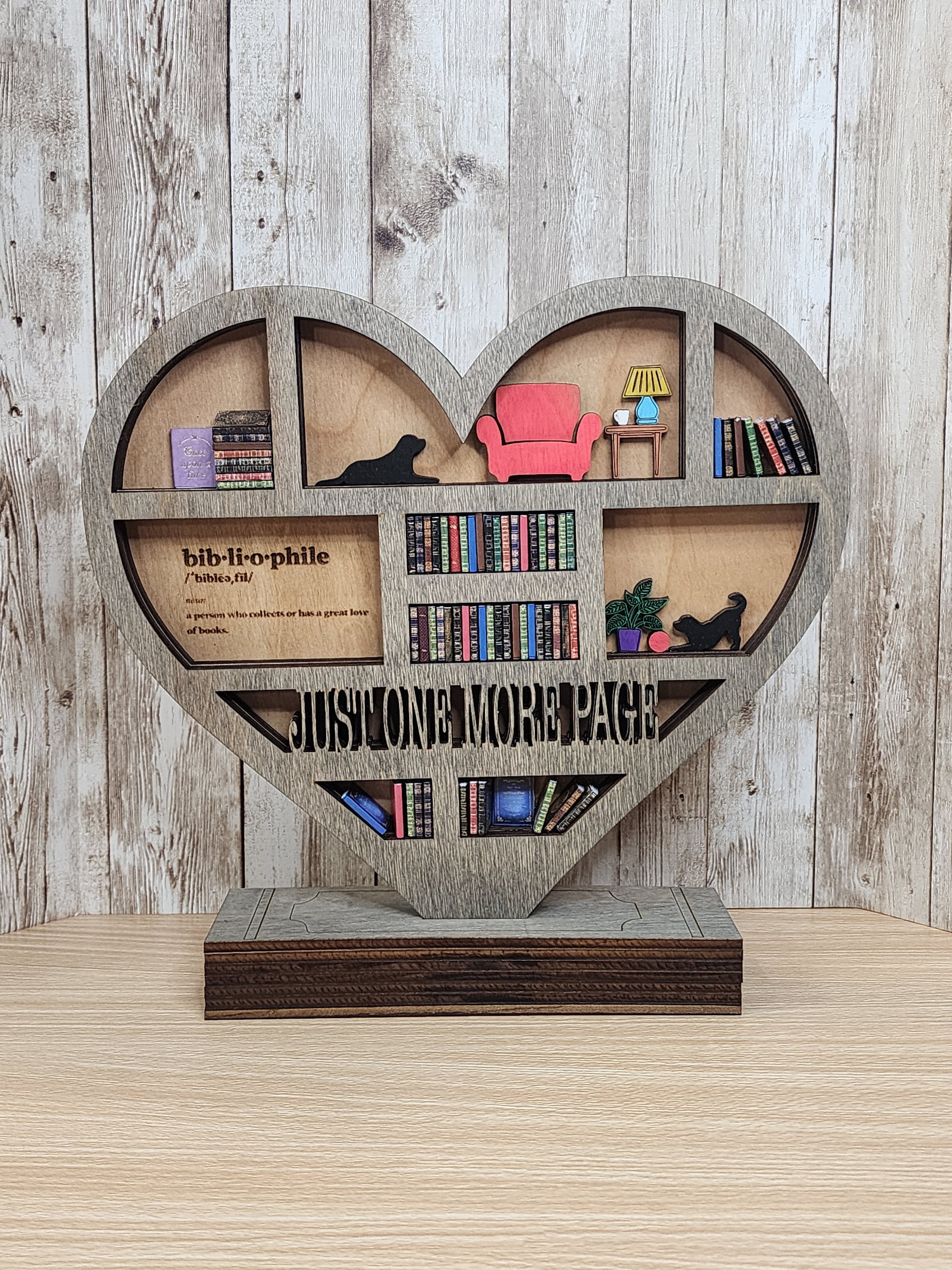 Shelf Decor Heart Bookcase With Cat or Dog - Etsy
