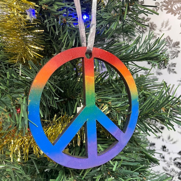 Rainbow Peace Sign - Etsy