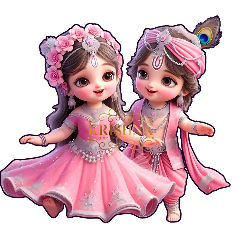 Baby Krishna and Radha Clipart: Indian Decor (PNG, Digital Download) - Etsy