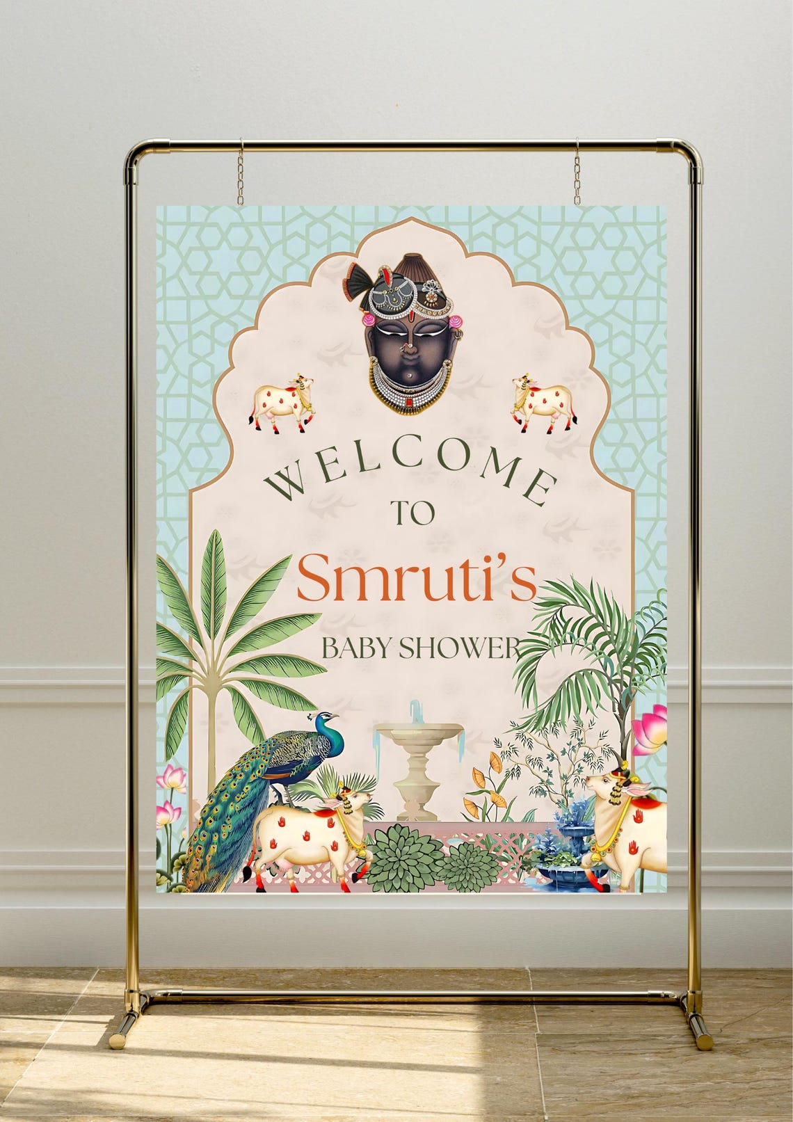 Indian Baby Shower Welcome Sign, Krishna Welcome Banner, Yard Sign ...
