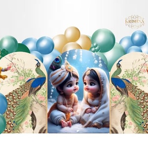 Baby Krishna and Radha Back Drops Indian Baby Shower Digital Backdrop ...