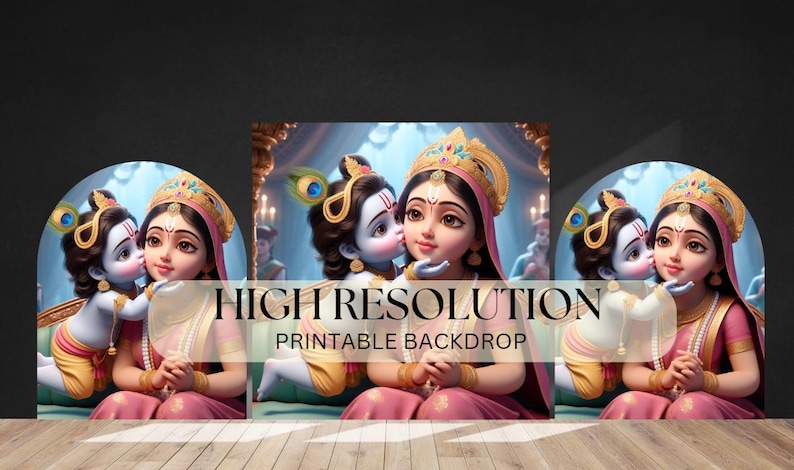 Baby Krishna and Yashoda Backdrop: Indian Baby Shower Decor (digital ...