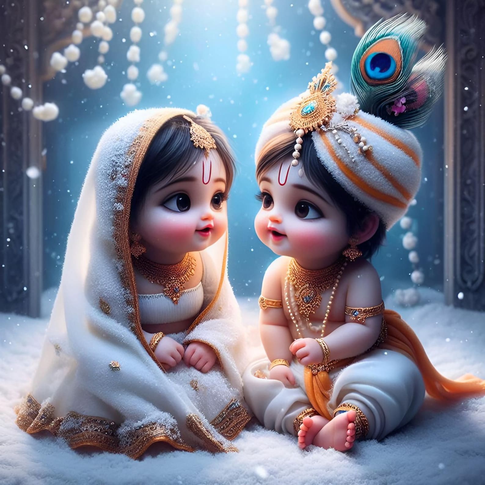 Baby Krishna and Radha Back Drops | Indian Baby Shower Digital Backdrop ...