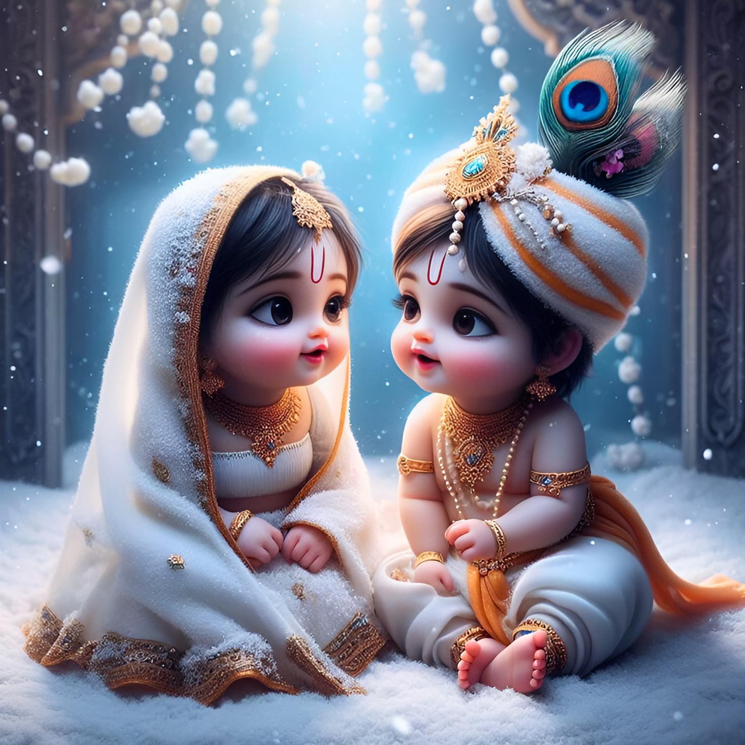 Baby Krishna and Radha Back Drops | Indian Baby Shower Digital Backdrop ...