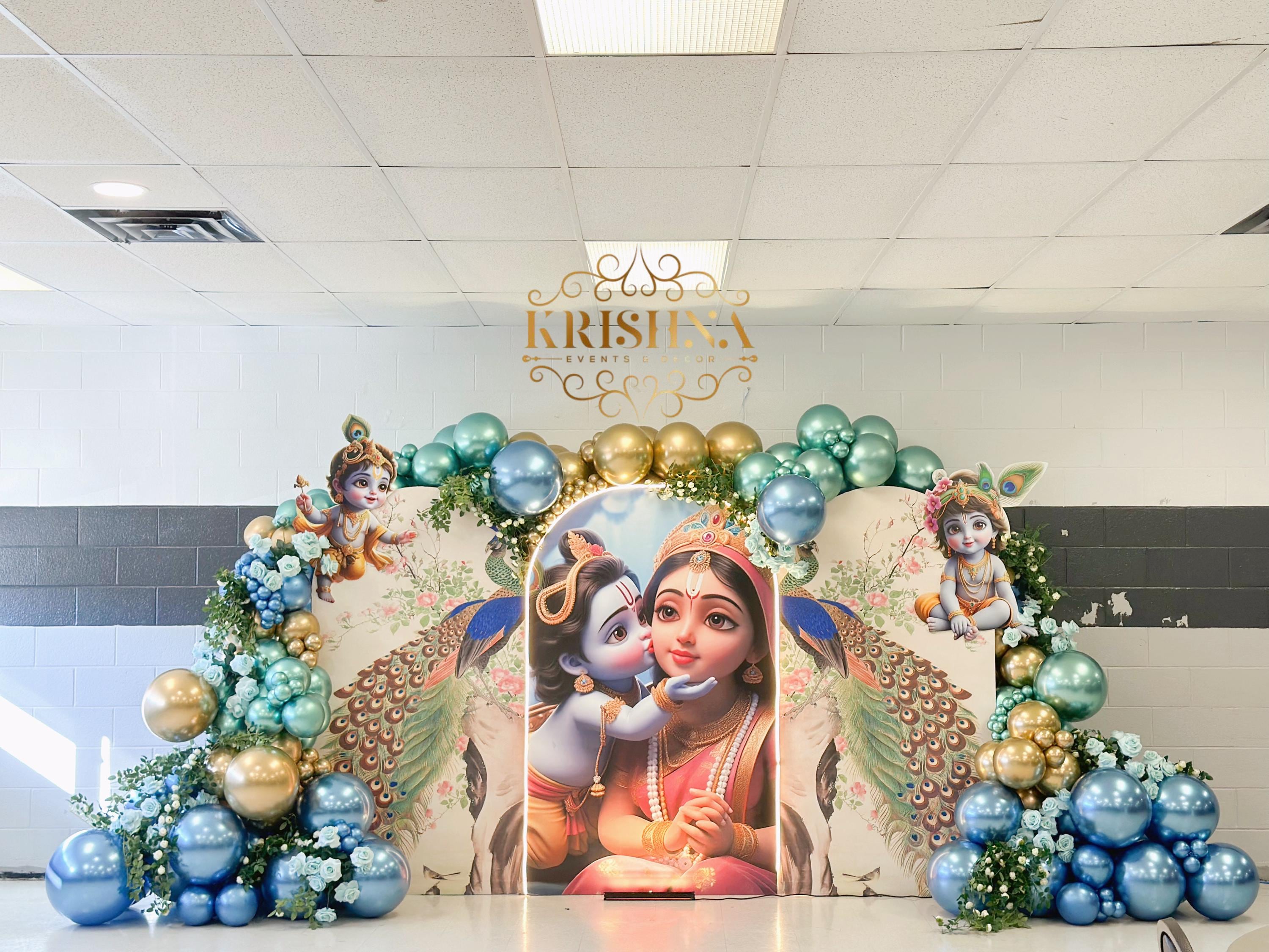 Baby Krishna and Yashoda Backdrop: Indian Baby Shower Decor (digital ...