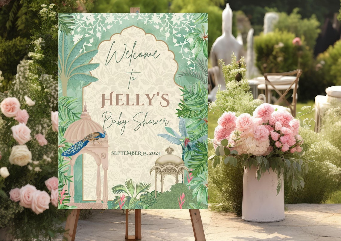 Custom BABY SHOWER Welcome Sign, Indian Baby Shower Sign for Hindu ...