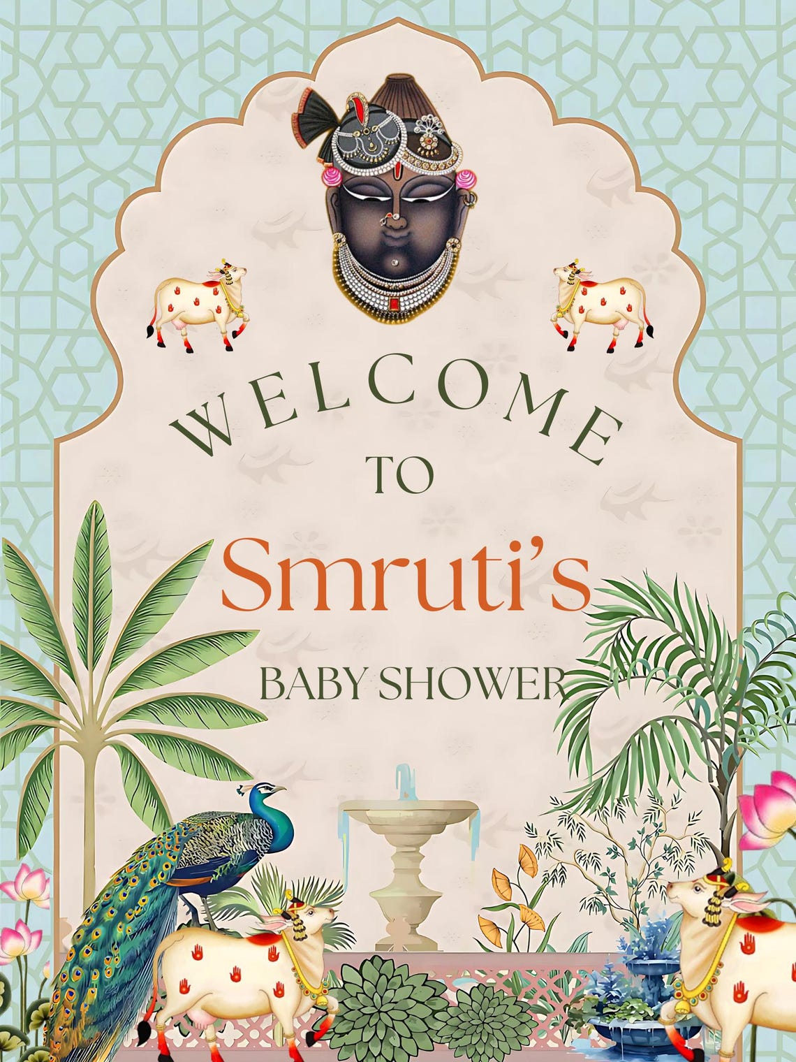 Indian Baby Shower Welcome Sign, Krishna Welcome Banner, Yard Sign ...