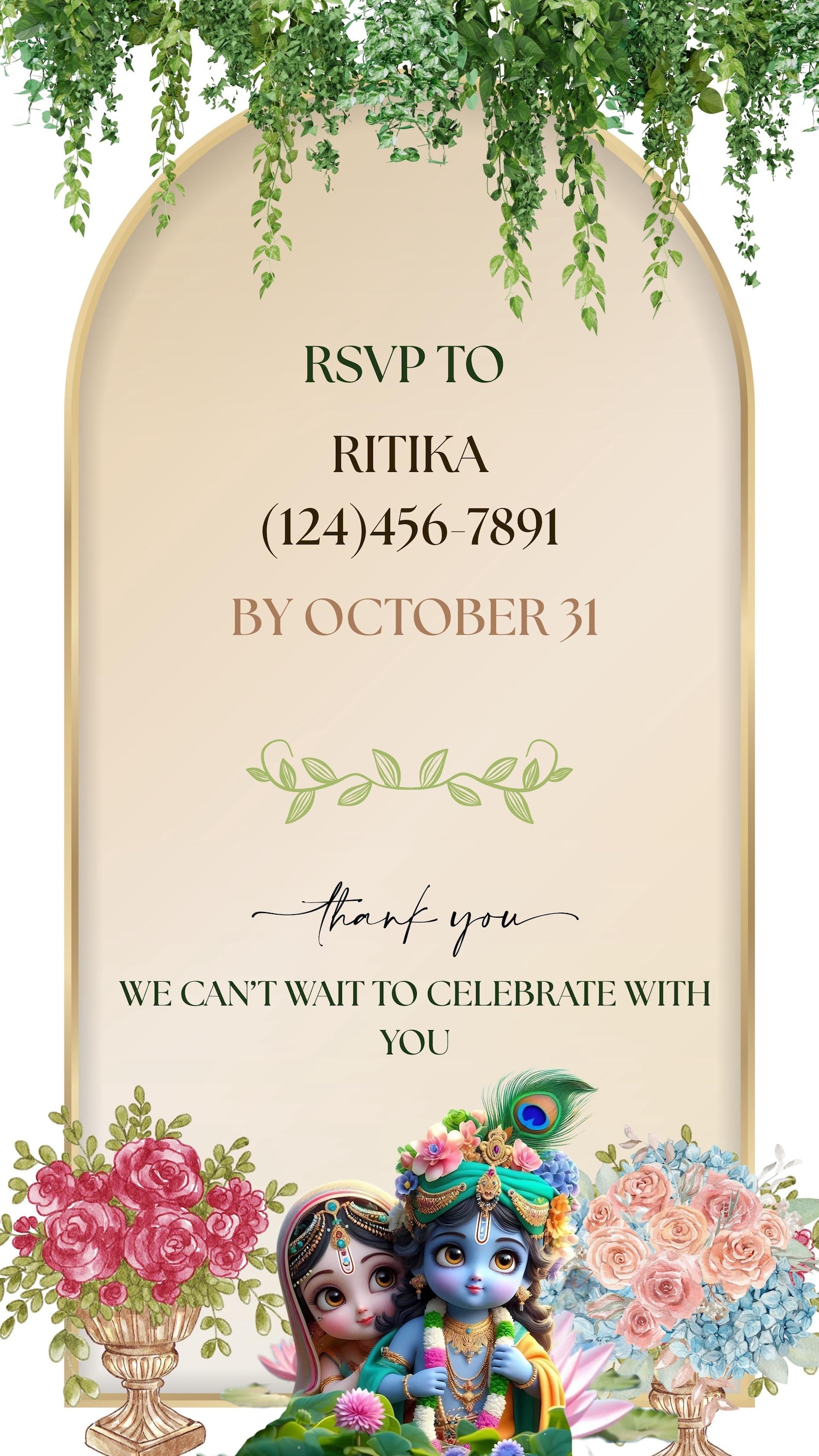 Krishna Radha Indian Baby Shower Animated Video Invitation (canva ...