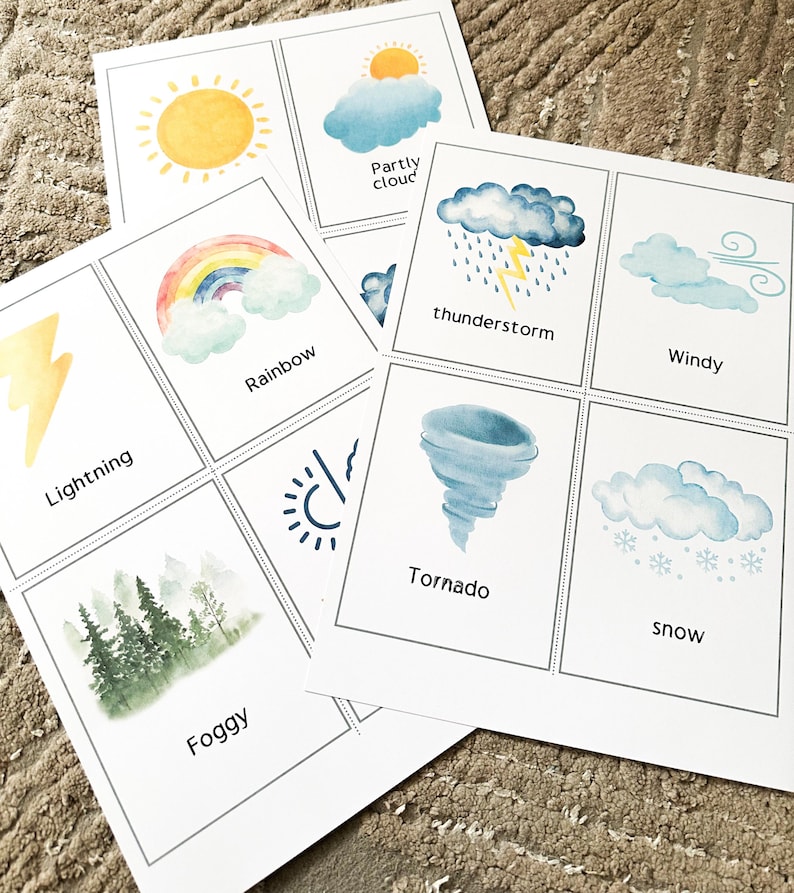 Weather Flashcard, Classroom Deco, Educational Card, Digital Print ...