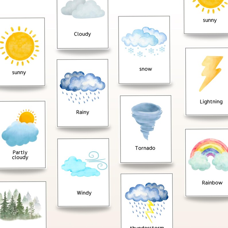 Weather Flashcard, Classroom Deco, Educational Card, Digital Print ...