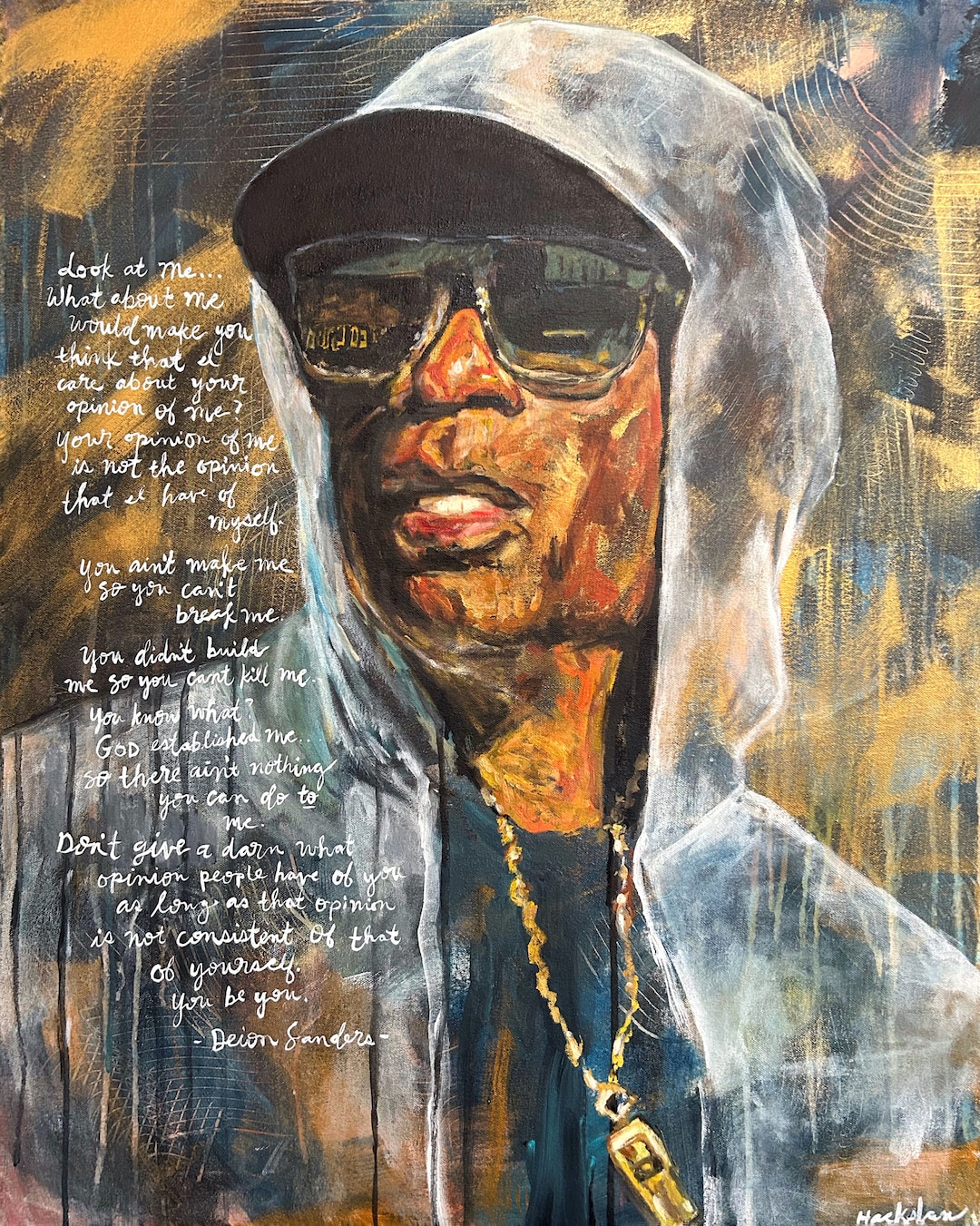 Original Painting -deion Sanders - Acrylic on 24" X 30” Canvas - Fan ...