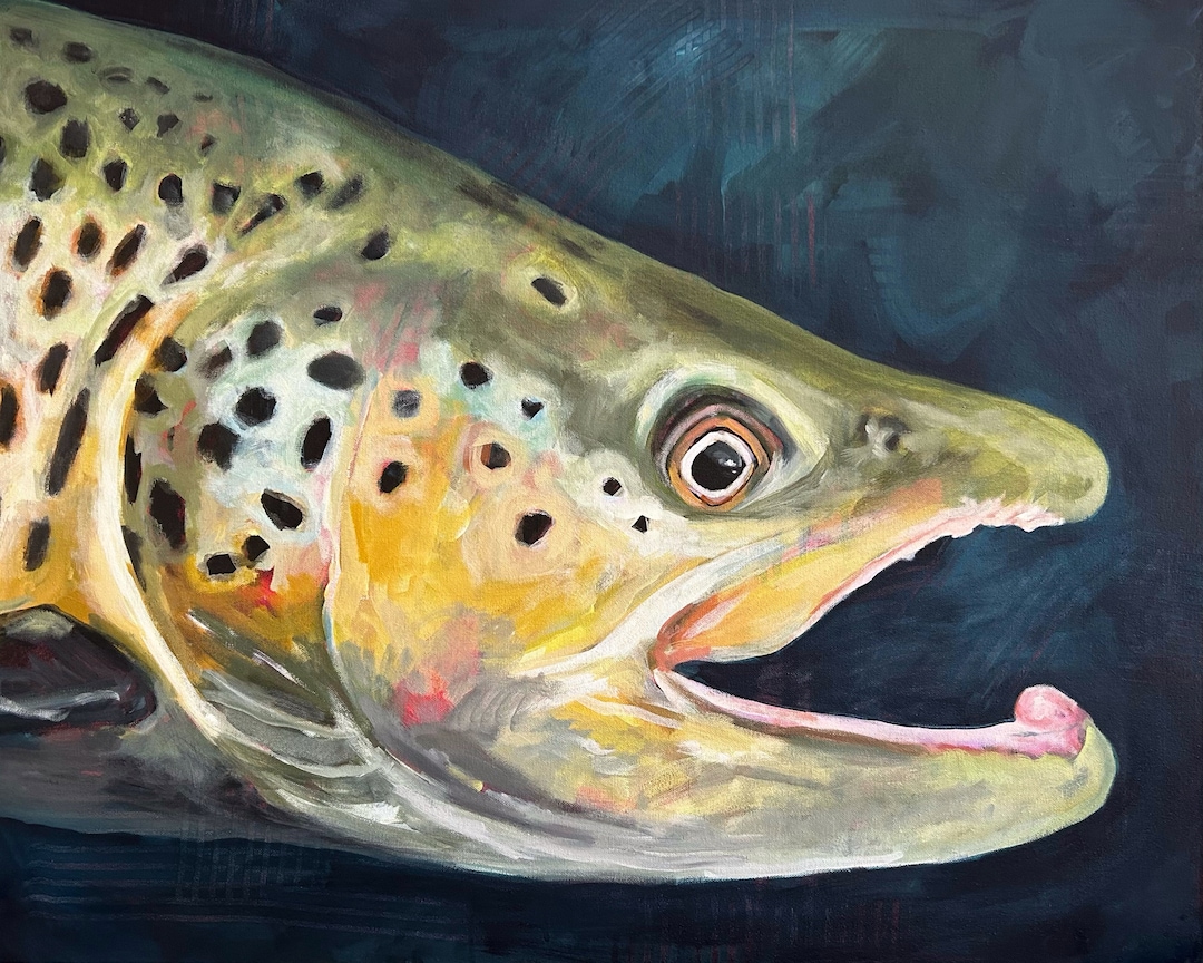 Original Painting - Brown Trout - Acrylic on 24”x30” Canvas - Etsy