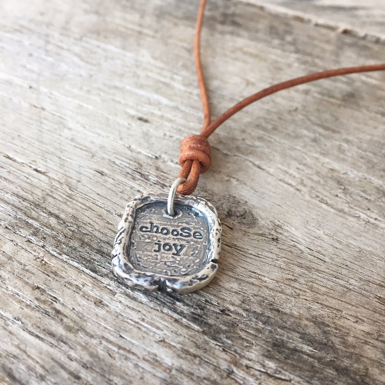 Choose Joy Charm and Necklace Inspirational Silver Jewelry | Etsy