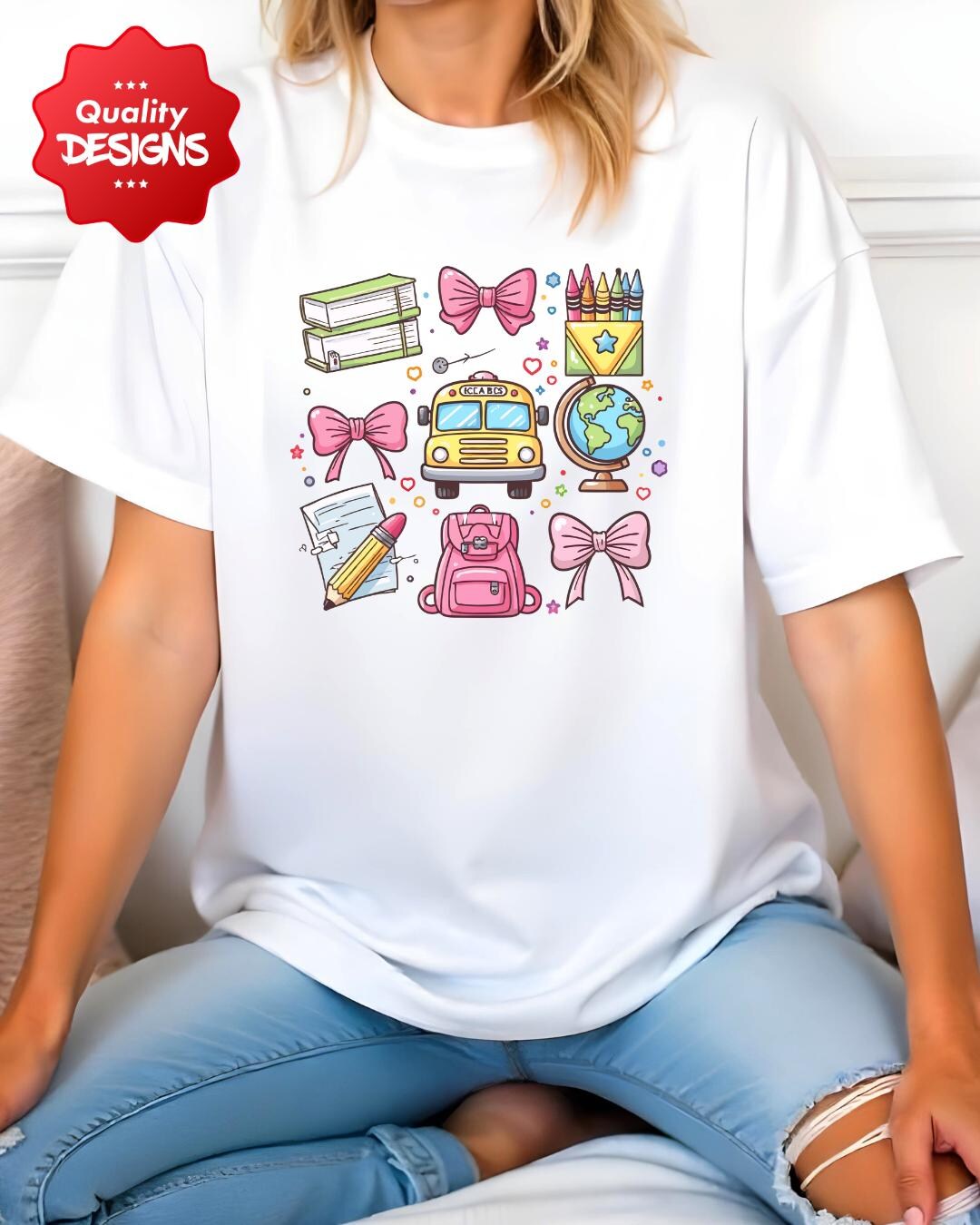 Back to School PNG: Pink Bows, Backpack & School Bus (300 DPI Printable ...