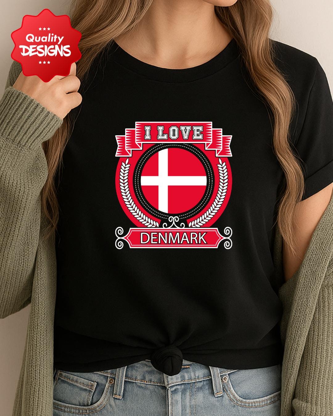 I Love Denmark PNG, Danish Heart Flag Graphic for T-shirts, Denmark ...