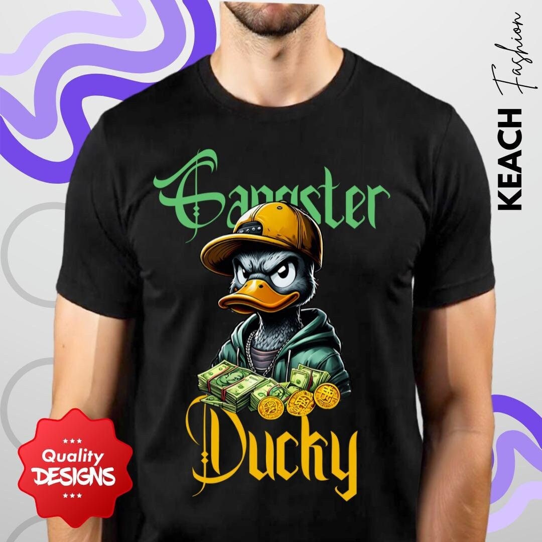 Gangster Ducky Tee, Funny Rubber Duck Shirt, Cool Animal Graphic Tshirt ...