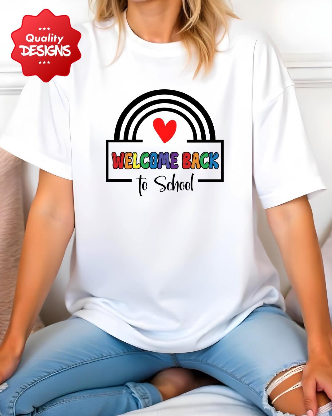 Rainbow Welcome Back to School PNG: T-shirt Design (digital Download ...